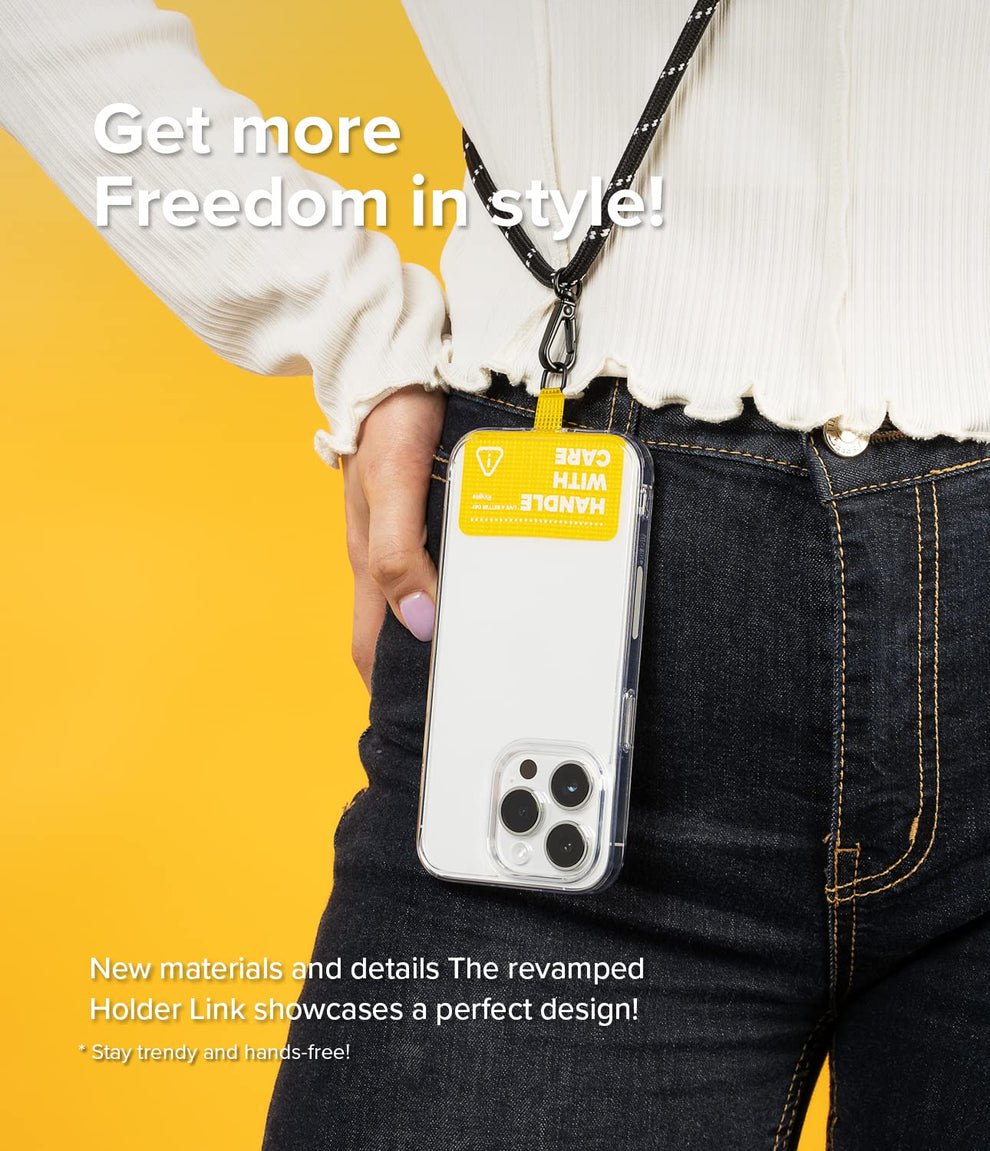 Ringke Holder Link Strap with Yellow | Tarpaulin Tag - Black & White