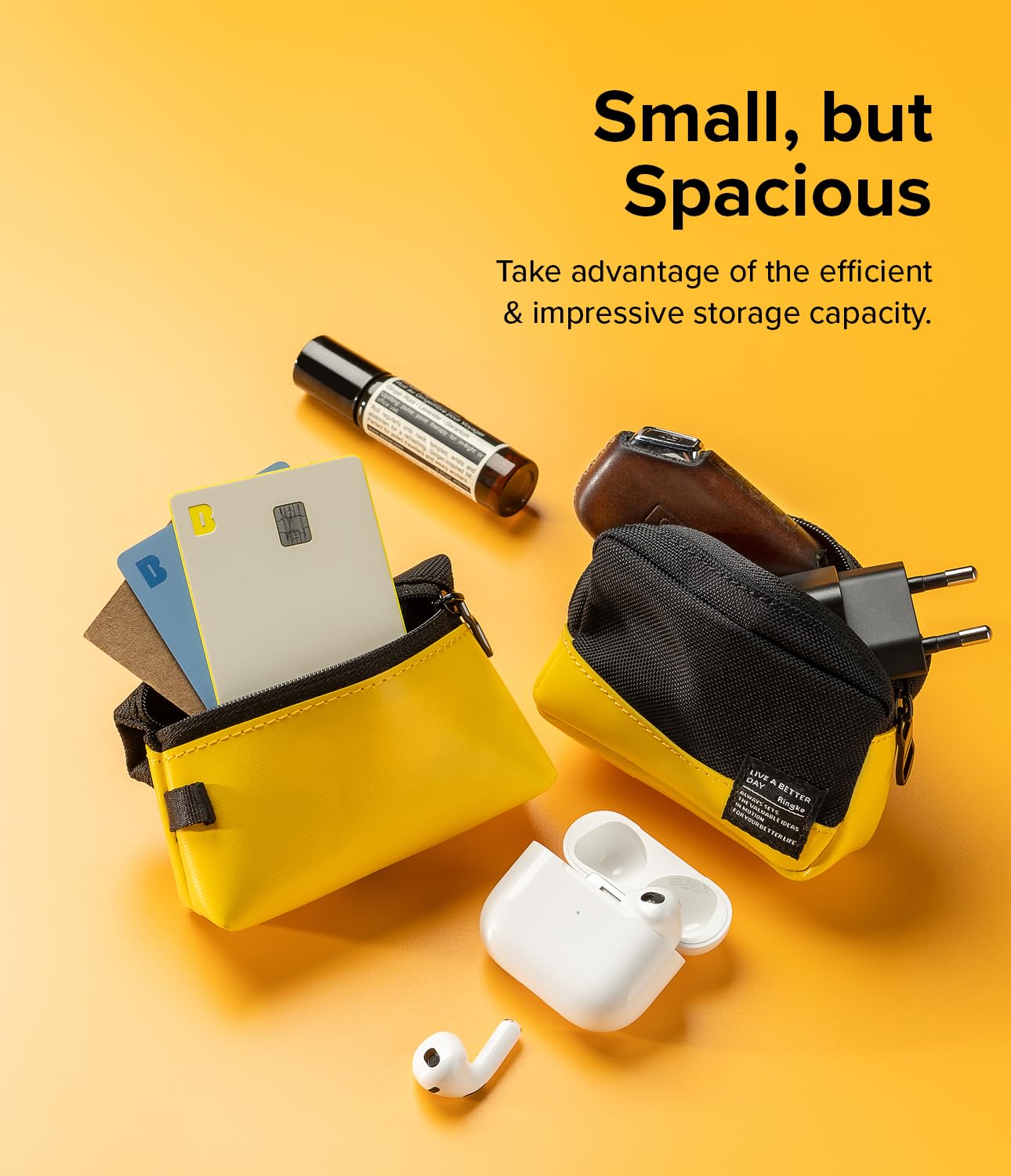 Mini Carrying Pouch Nylon Tarpaulin Water Resistant | Brick - Yellow