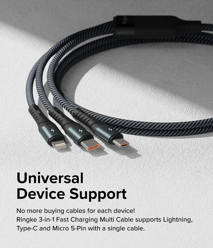 Ringke Micro USB 3-in-1 Fast Charging Multi Cable | Lightning, Type C